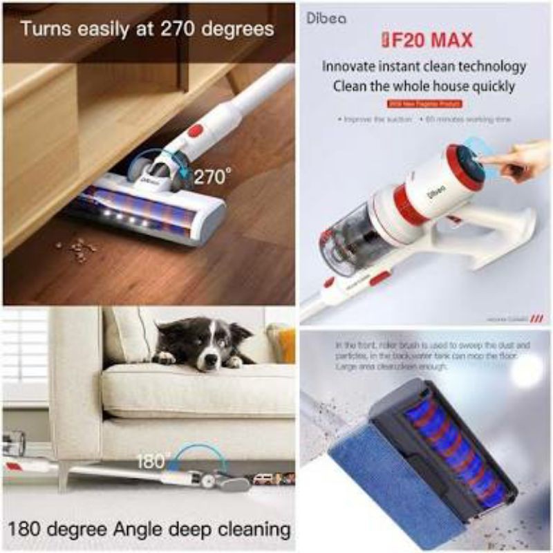 IO Dibea F20 MAX PLUS เครื่องดูดฝุ่นถูพื้นไร้สาย แท้งค์น้ำถูพื้น ดูดและถูระบบ hybrid - QBRS7cog ...