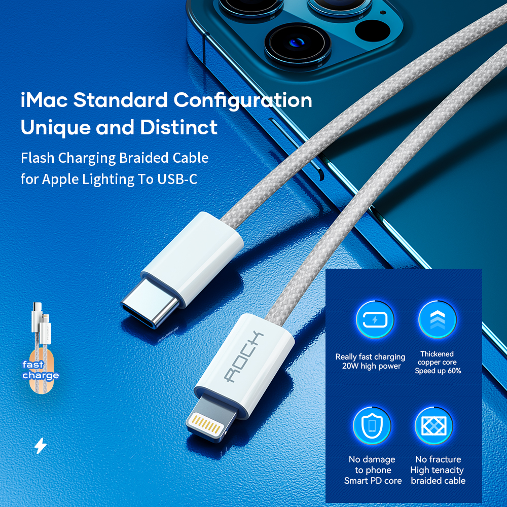 ROCK Z20 20W USB C To Lightning Fast Charging For iPhone สายชาร์จ ...