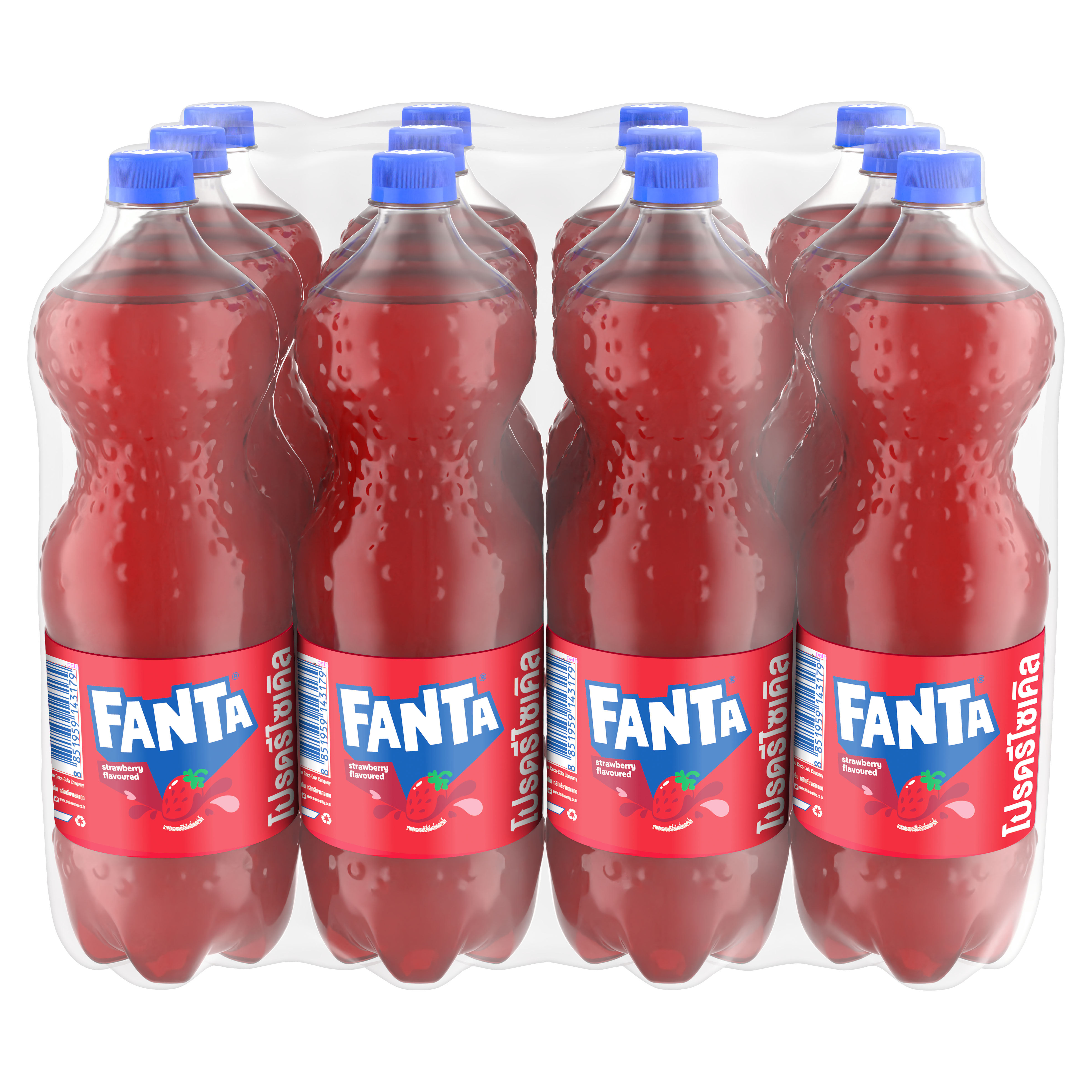 แฟนต้า น้ำอัดลม น้ำแดง 1.5 ลิตร 12 ขวด Fanta Soft Drink Strawberry (Red ...