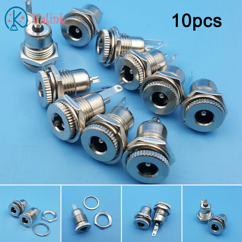 Valink 10Pcs Female Metal Panel Mount Socket DC Power Connector Jack ...