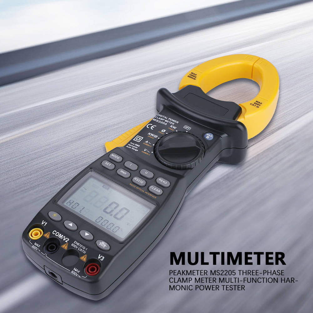 PEAKMETER MS2205 Professional 3 Phase Clamp Power Meter Harmonic Power ...