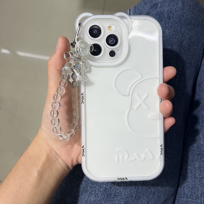 Transparent Soft Bear Case with Chain Compatible for IPhone 13 11 12 ...