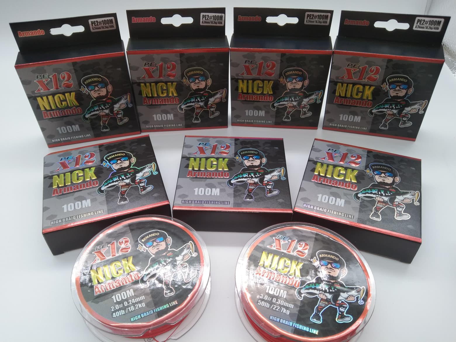 ส่งเร็ว สาย PE NICK Armando PE X12 สีแดง 100M มีเบอร์ PE2.0/PE3.0 สายพีอี เอ็นตกปลา สายเอ็น ตก ...