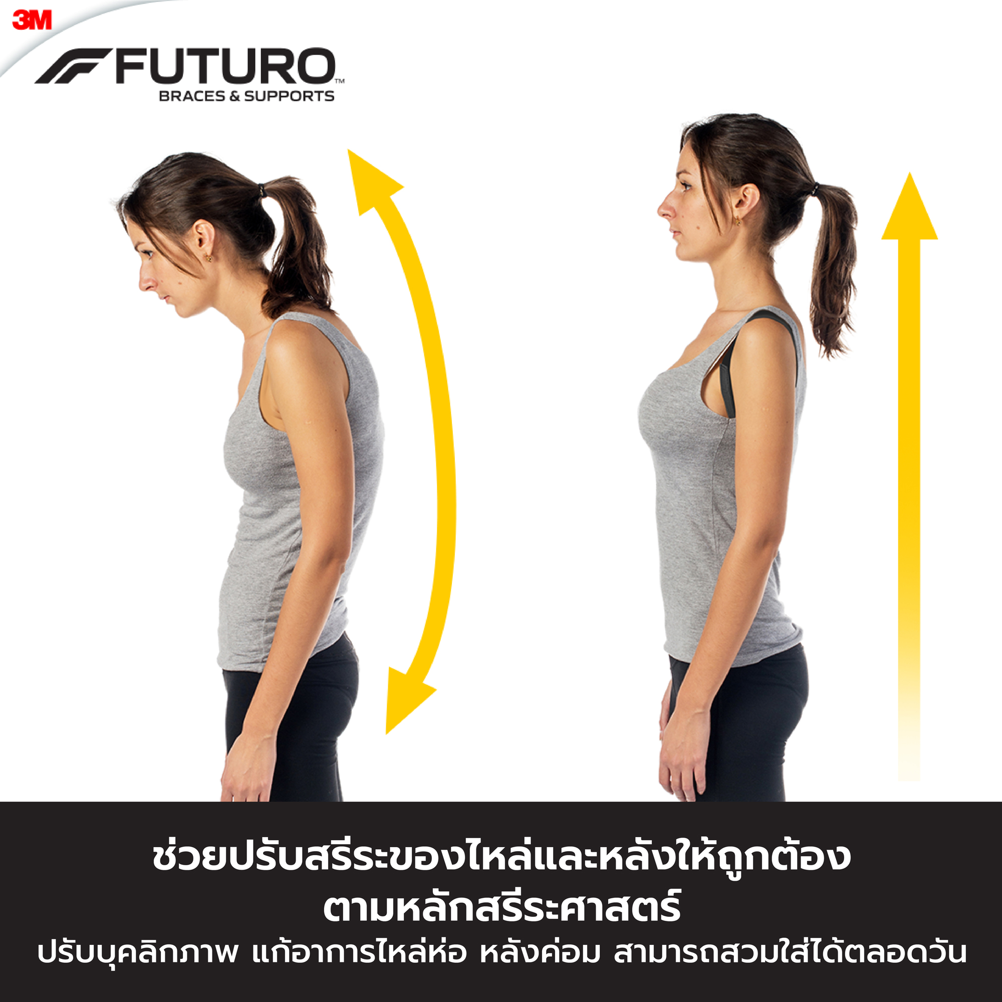 Futuro Posture Corrector Adjustable ฟูทูโร่ อุปกรณ์พยุงไหล่และหลัง - 3M ...