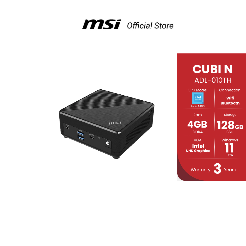 MSI CUBI N ADL-010TH N100 Intel UHD Graphics DDR4 4GB 128G PCIe SSD ...