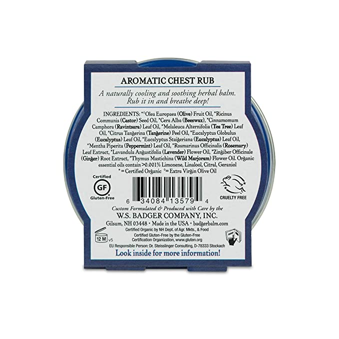 Badger Company Aromatic Chest Rub Eucalyptus Mint (21 g) บาล์มบรรเทาปวด ...