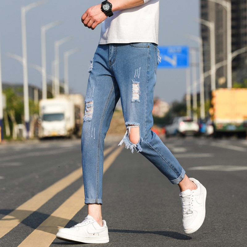 Summer Fahion Skinny Slim Fit Denim Ripped Jeans For Men【28-36 ...