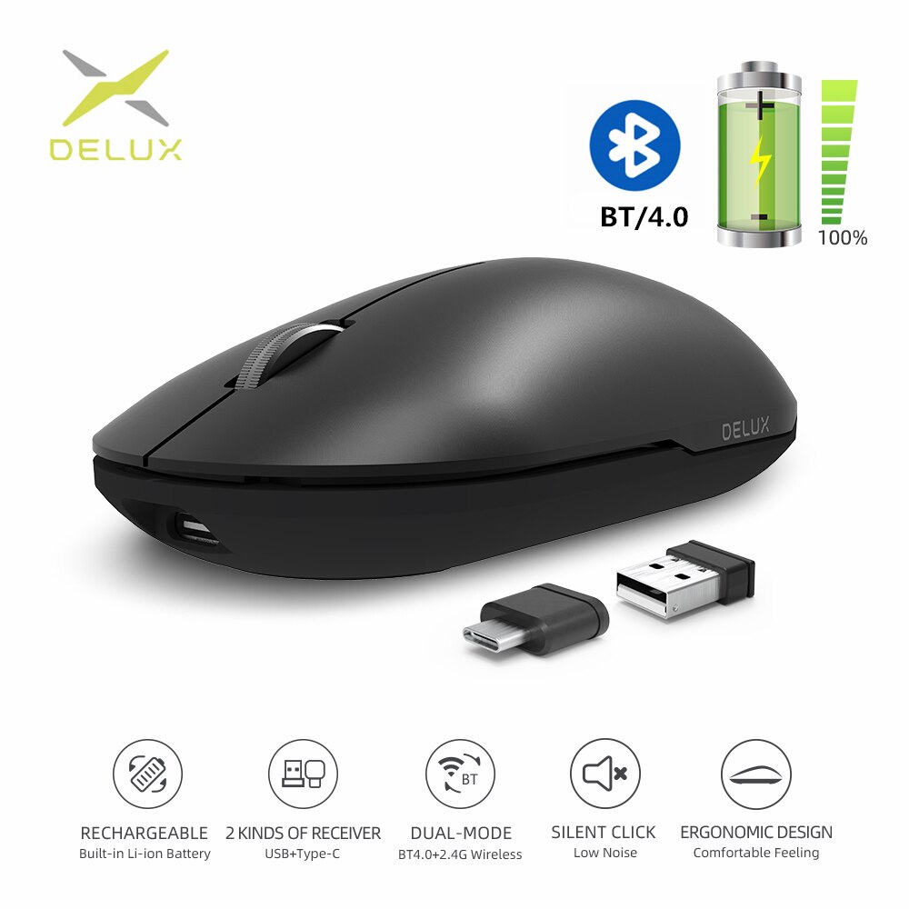 M399DB Bluetooth Wireless Mouse Type-C + USB 2.4Ghz Dual mode Receiver ...
