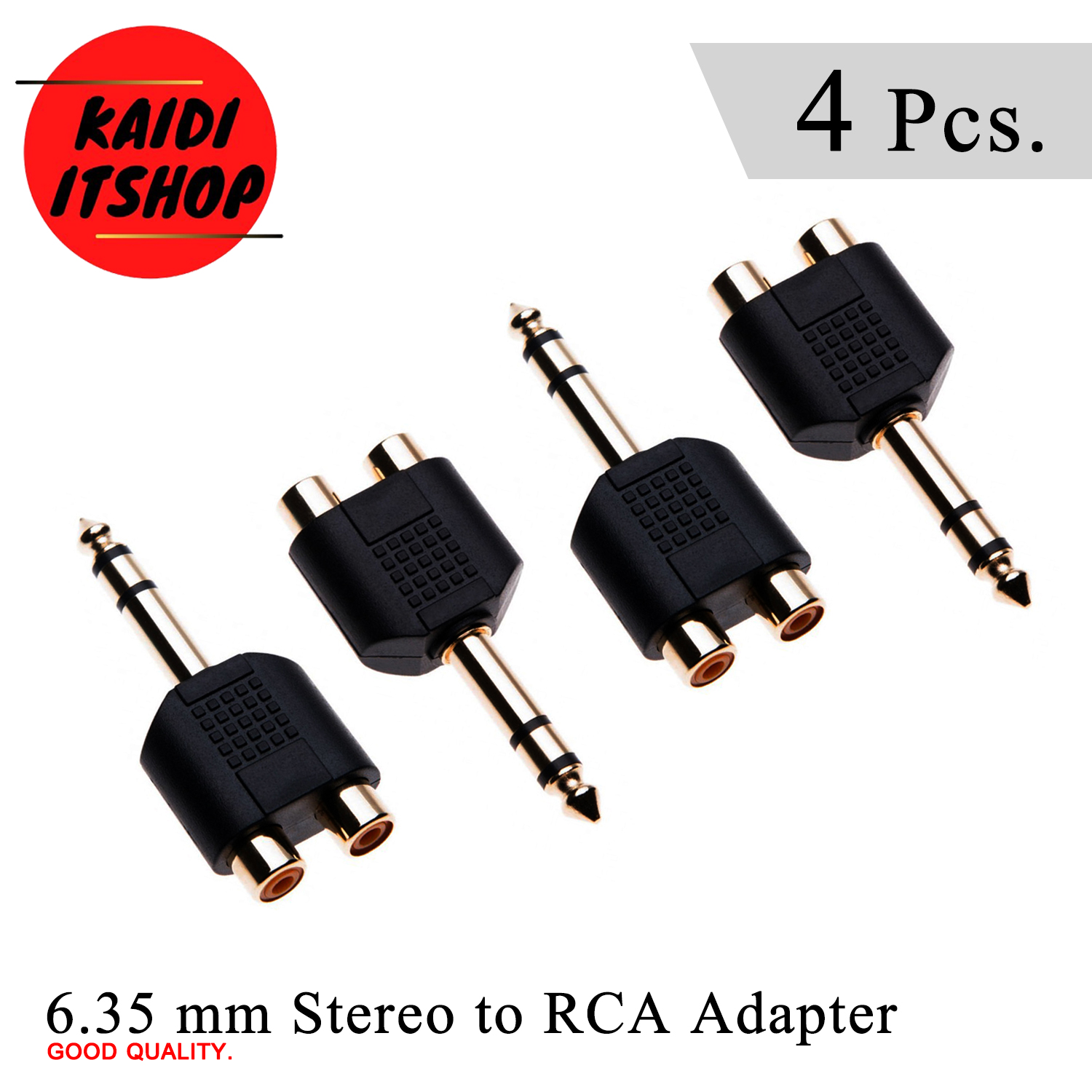 (4 ตัว) แจ็คแปลง 6.35mm to 2x RCA Adapter TRS Stereo Jack Male to ...