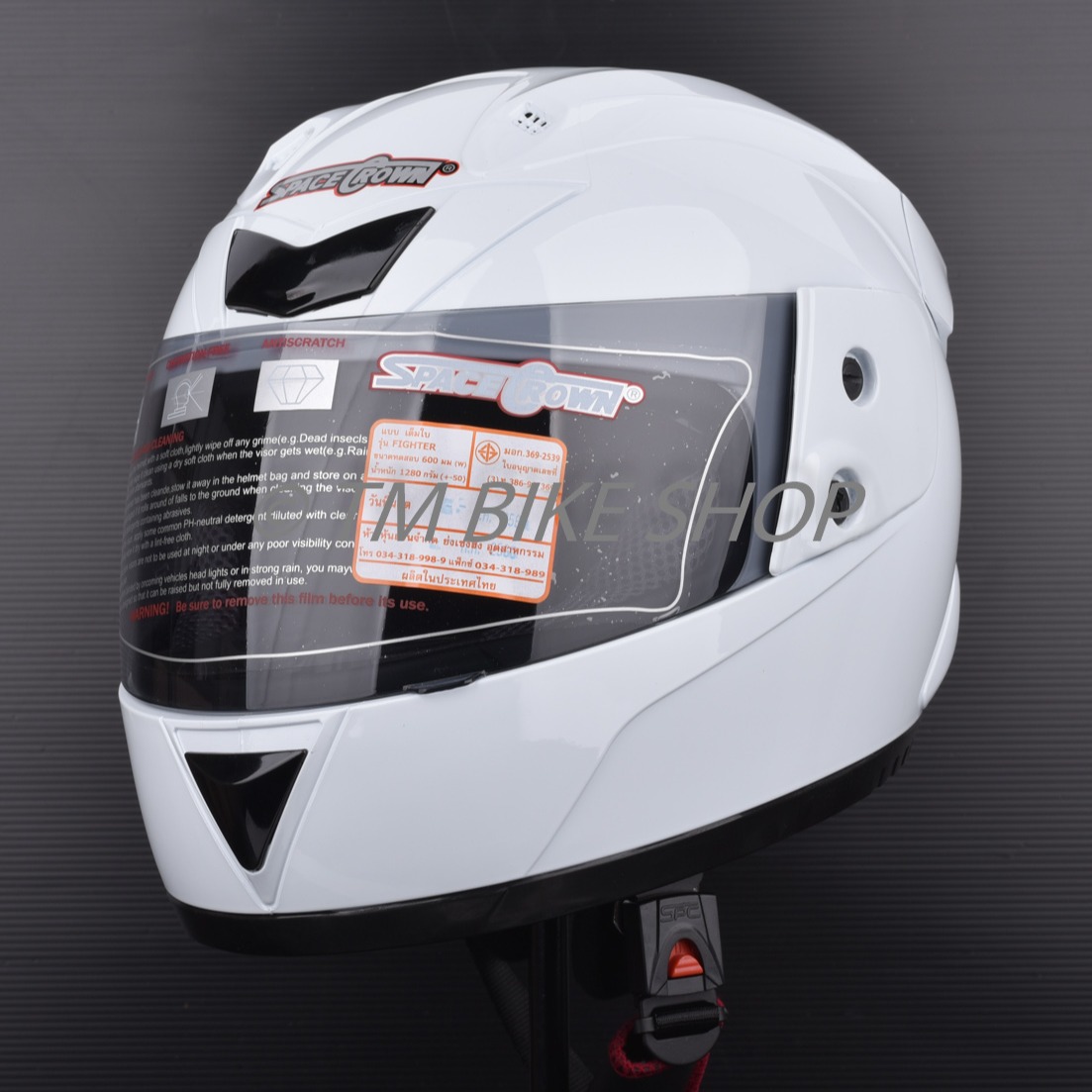 (ส่งฟรี)หมวกกันน็อค SPACE CROWN รุ่น FIGHTER สีขาวล้วน (PLAIN WHITE ...