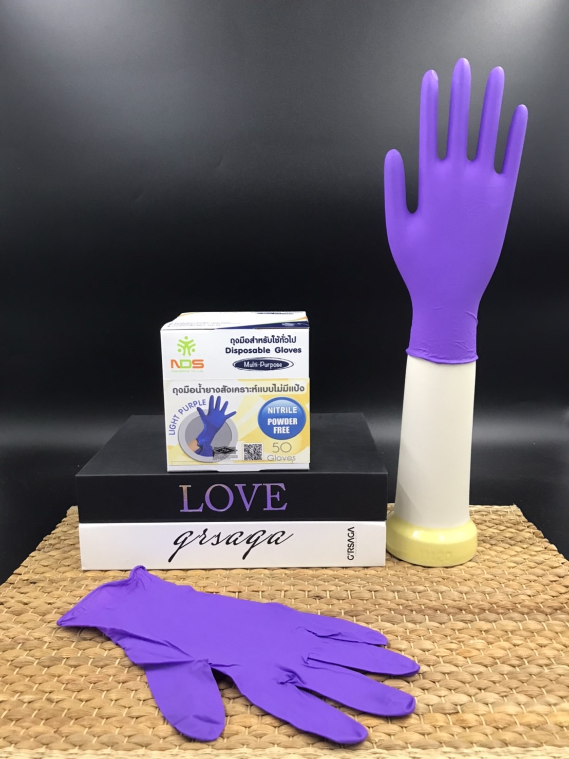 NDS ถุงมือยางสังเคราะห์ ถุงมือยางไนไตร ไม่มีแป้ง น้ำหนักถุงมือ 7.0 กรัม ...