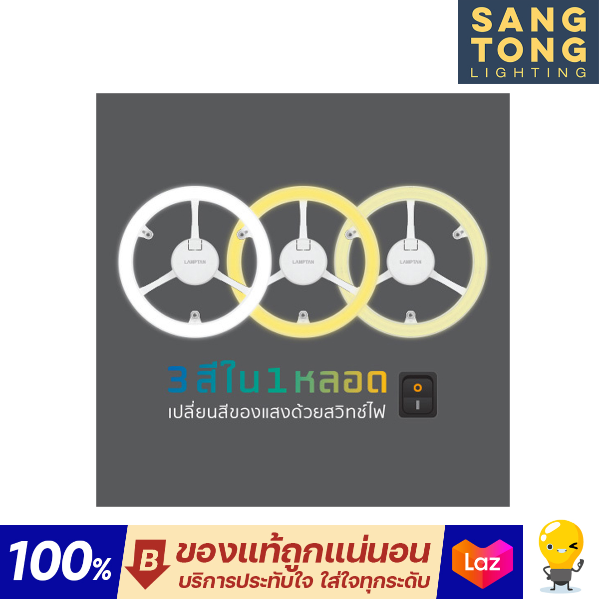 Lamptan(สลับ3แสง) 24w lens module led เปลี่ยนแทนหลอดนีออนกลมแบบเก่าได้ ...