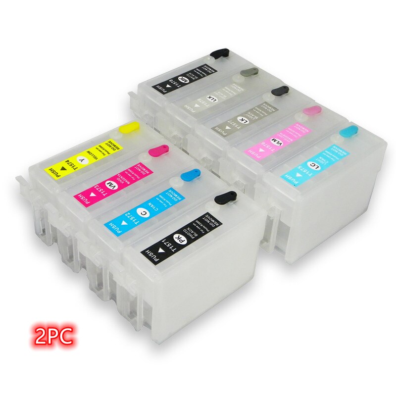 13PCS 9 COLORS T157 Refillable Ink Cartridges For Epson Stylus Photo ...