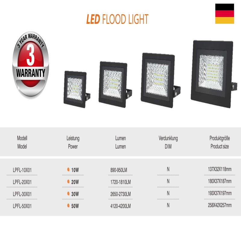 LED FLOOD LIGHT 10W 20W 30W 50W 70W 100W 150W 3000K แสงเหลือง แบรนด์ ...