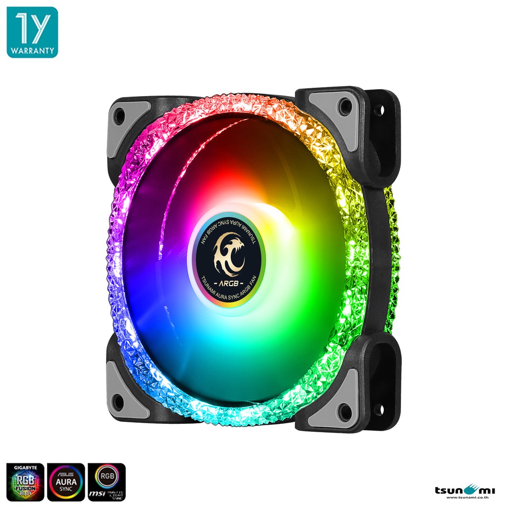 พัดลมระบายความร้อน Tsunami ARGB DIAMOND K ARGB 12CM Multi-Functional ...