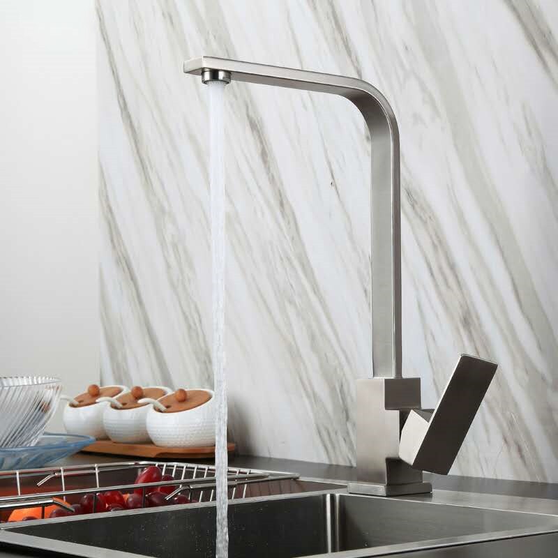 Bakicth Square Kitchen Faucet Matte black/Chorme Hot and Cold Kitchen ...