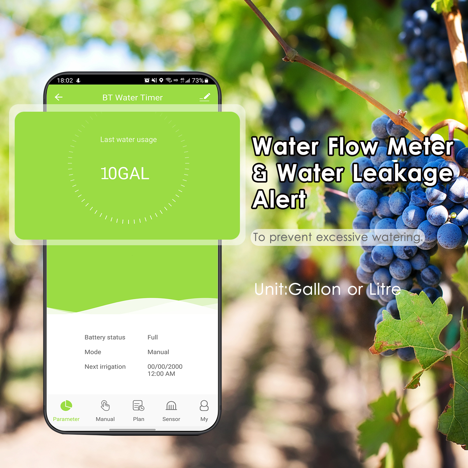 BT App Control Soil Temperature Moisture Sensor Meter Irrigation Soil Thermometer Humidity ...