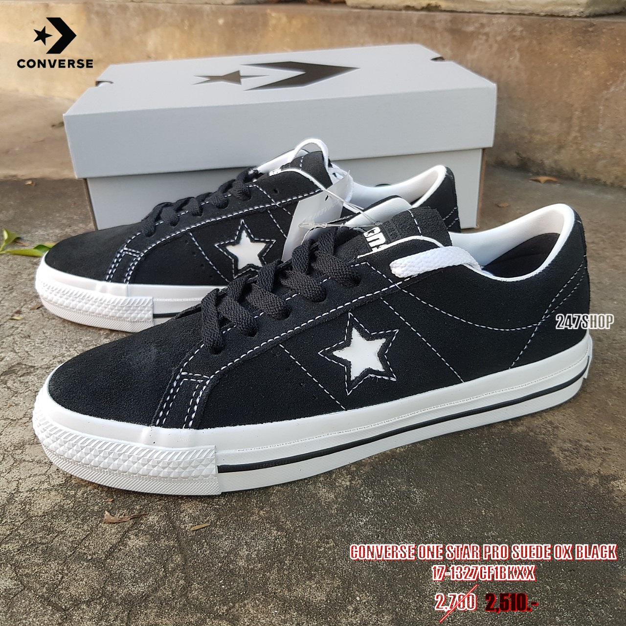 รองเท้าคอนเวิร์ส รองเท้าผ้าใบ CONVERSE ONE STAR PRO SUEDE OX BLACK 17 ...