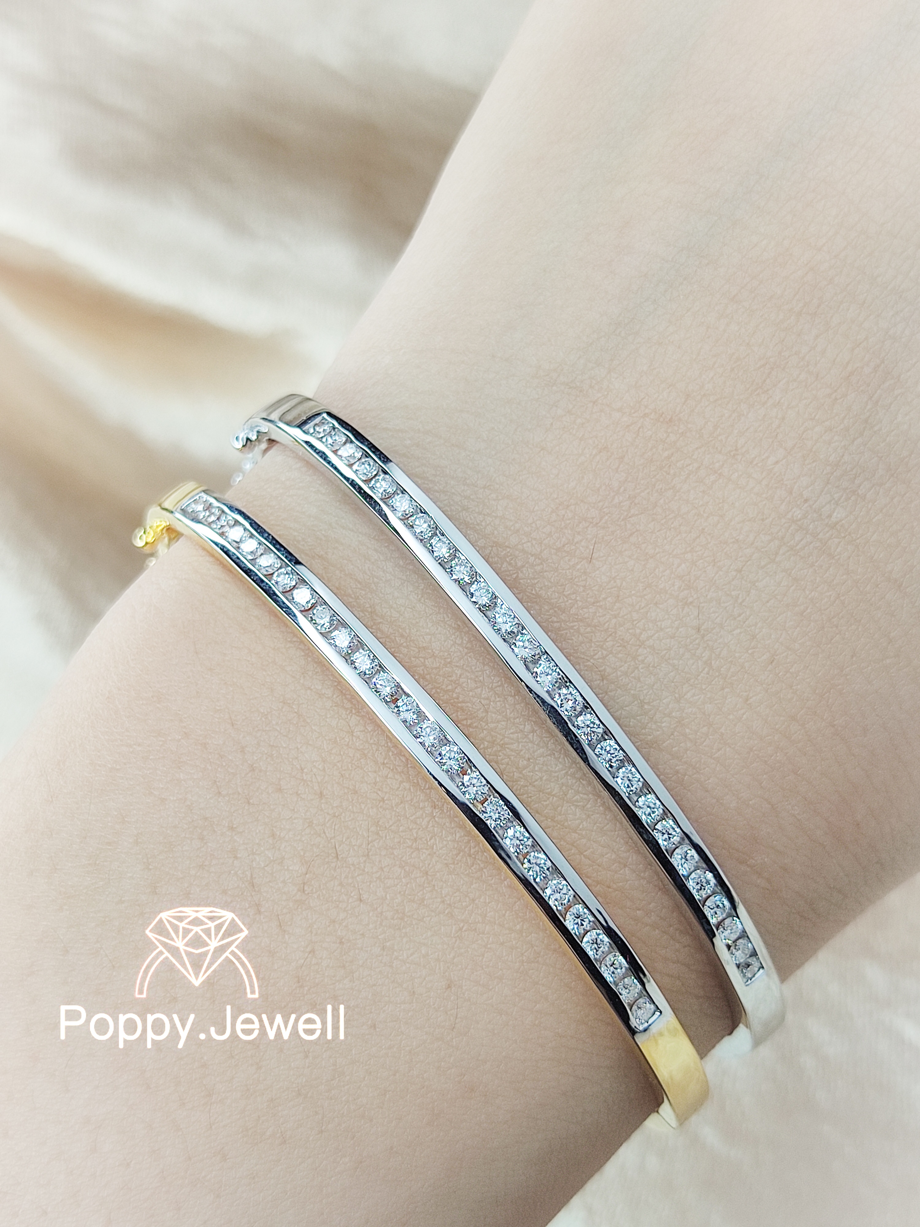 กำไลเพชรแท้ ทองแท้ รุ่น Long Love Wrist - poppy.jewell - ThaiPick