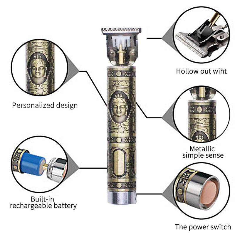 Hair Clipper Electric Buddha head Portable Rechargeable Cordless Mini ...