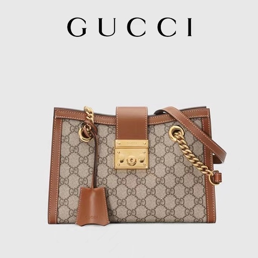 100% Genuine/GUCCI Metal Lock Lock Bag Canvas Patch Leather Tote Bag ...