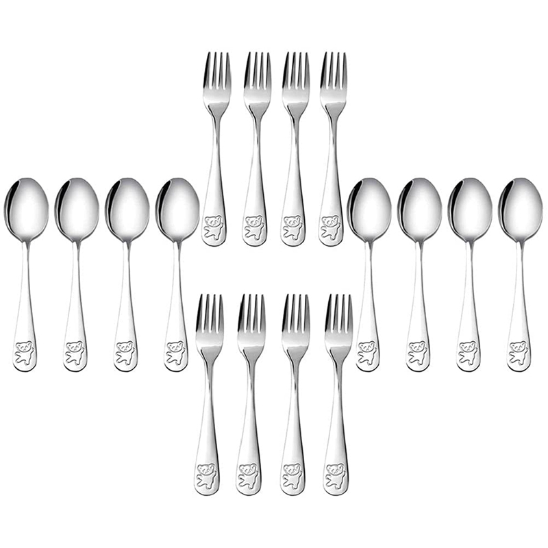 Kids Silverware Stainless Steel Children's Safe Flatware Little Bear ...