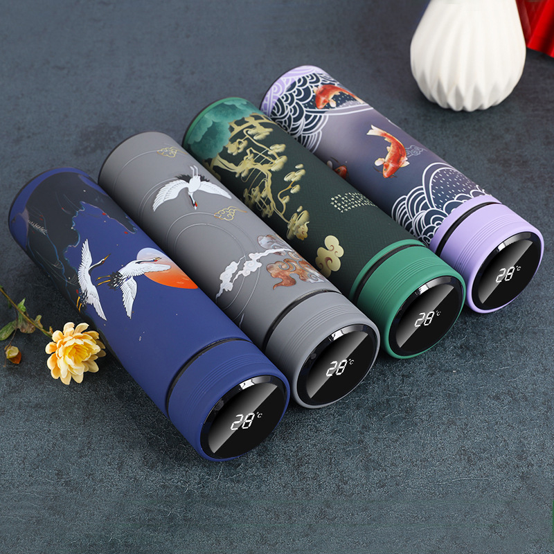 Creative Digital Thermos Cup Chinese Style Inligent Temperature Display ...