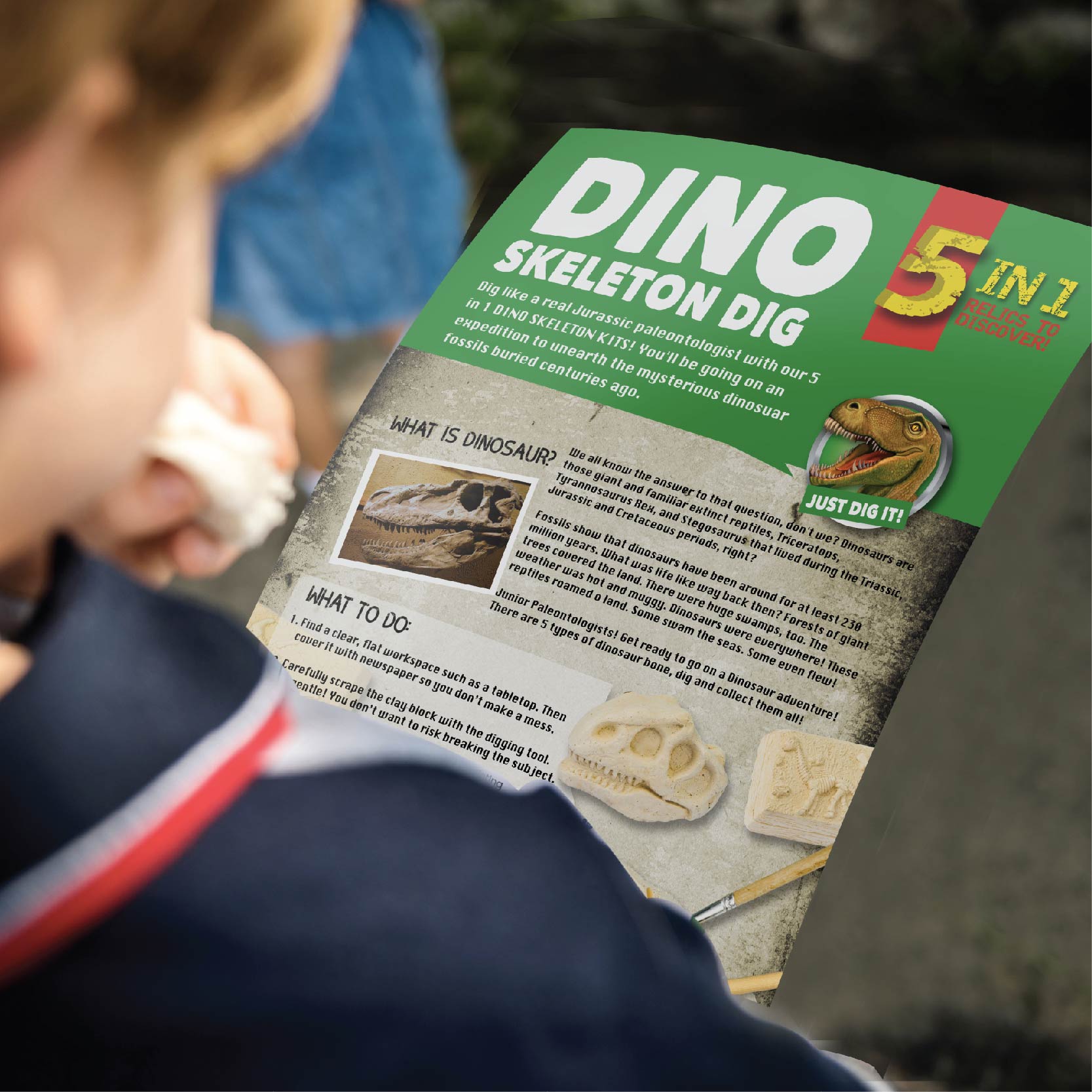 Dinosaur Dig Fossil, 5in1 Excavation Kit, Archaeology, Stem kit ...