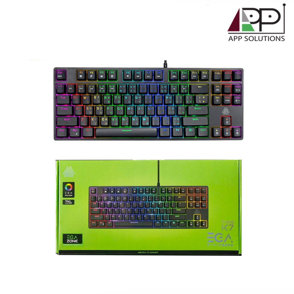 EGA KEYBOARD(คีย์บอร์ด)Mechanical Gaming รุ่นTYPE K7-TKL(Blue,Red ...