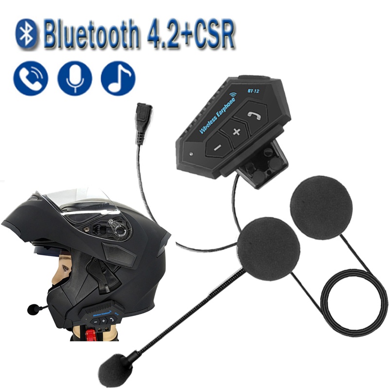 บลูทูธติดหมวกกันน็อค New edition 2022 รุ่น BT12 Moto Bluetooth V5.0 ชุด ...