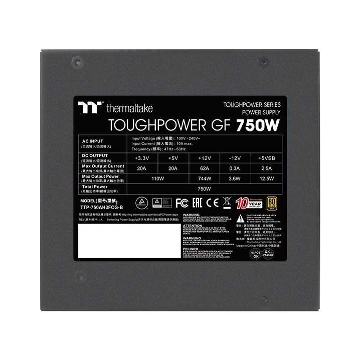 Power Supply 750W (อุปกรณ์จ่ายไฟ) PSU Thermaltake Toughpower GF 750W 80 PLUS Gold พาวเวอร์ซัพพาย ...