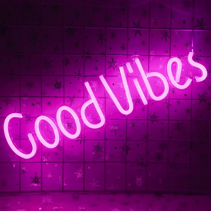 USB Powered Good Vibes LED Neon Sign Night Light Artwork Party Bedroom ...