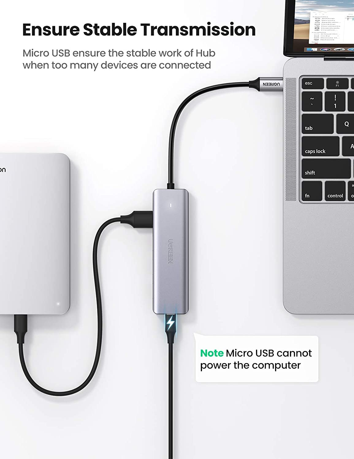 UGREEN USB C Hub 4 Ports USB Type C to USB 3.0 Hub Adapter with Micro ...