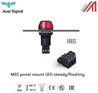 LED Visual signalling for panel mount RED (steady+flashing) / ไฟสัญญาณ ...