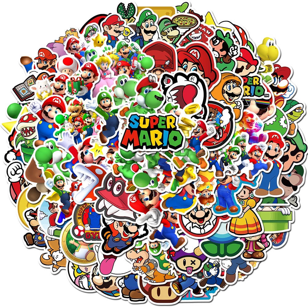 50100 PCS Cartoon Super Mario Stickers For Chidren Kids Toy Waterproof ...