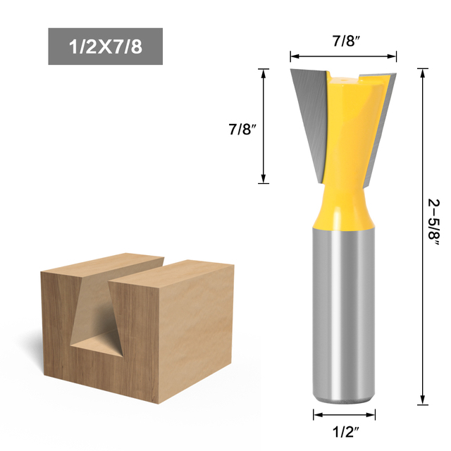 5pcs 12mm Shank 1/2 Dovetail Joint Router Bits Set 14 Degree ...