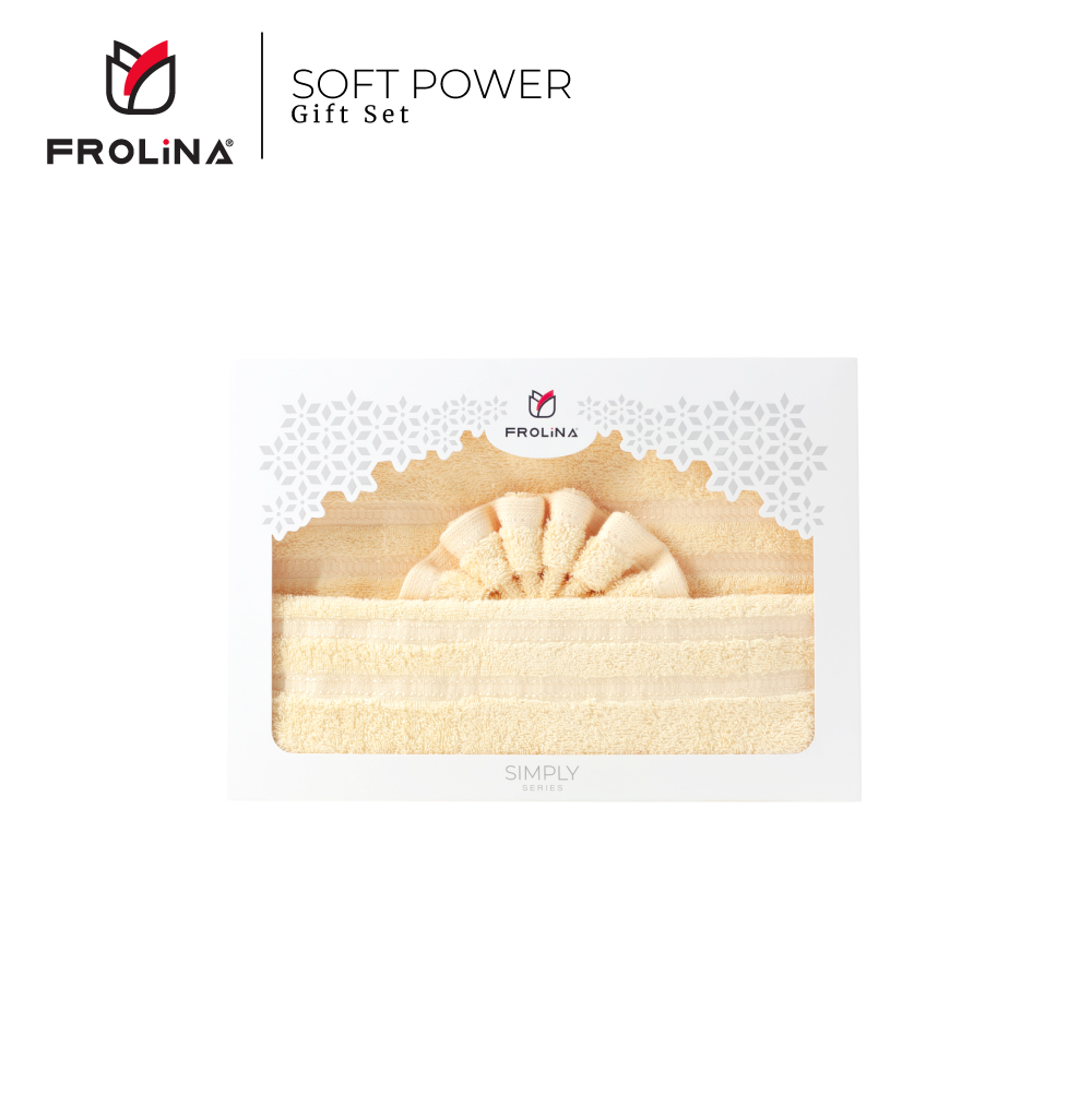 Frolina Gift Set Soft Power ผ้าขนหนูเช็ดตัวและเช็ดผม ขนาด 27x54+15x30 ...