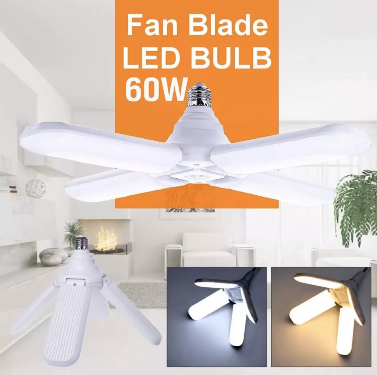 หลอดไฟ LED ทรงใบพัด พับได้ Fan Blade LED Bulb 45W 65W - 7Seven - ThaiPick