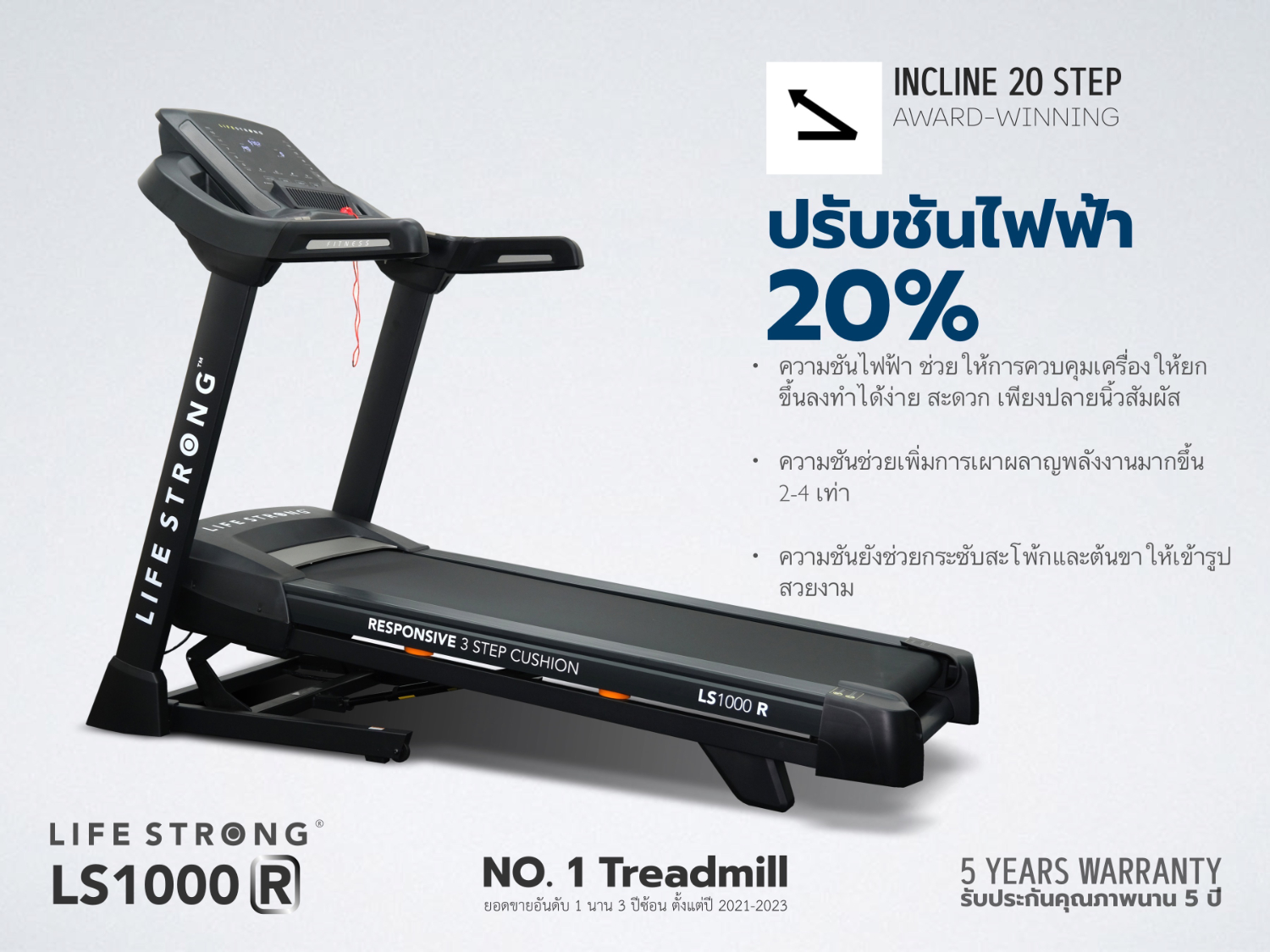 ลู่วิ่งไฟฟ้า Life Strong รุ่น LS1000R มอเตอร์ 5.0 Hp สามารถใช้ ...