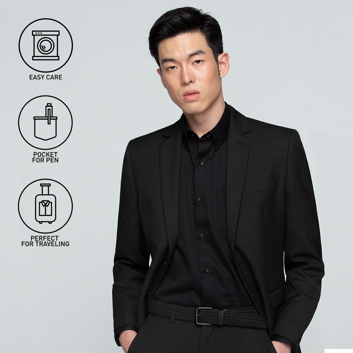 GQ Essential Suits สูทผู้ชายทรงสลิม รุ่น TR Tailored Black สีดำ - GQ ...