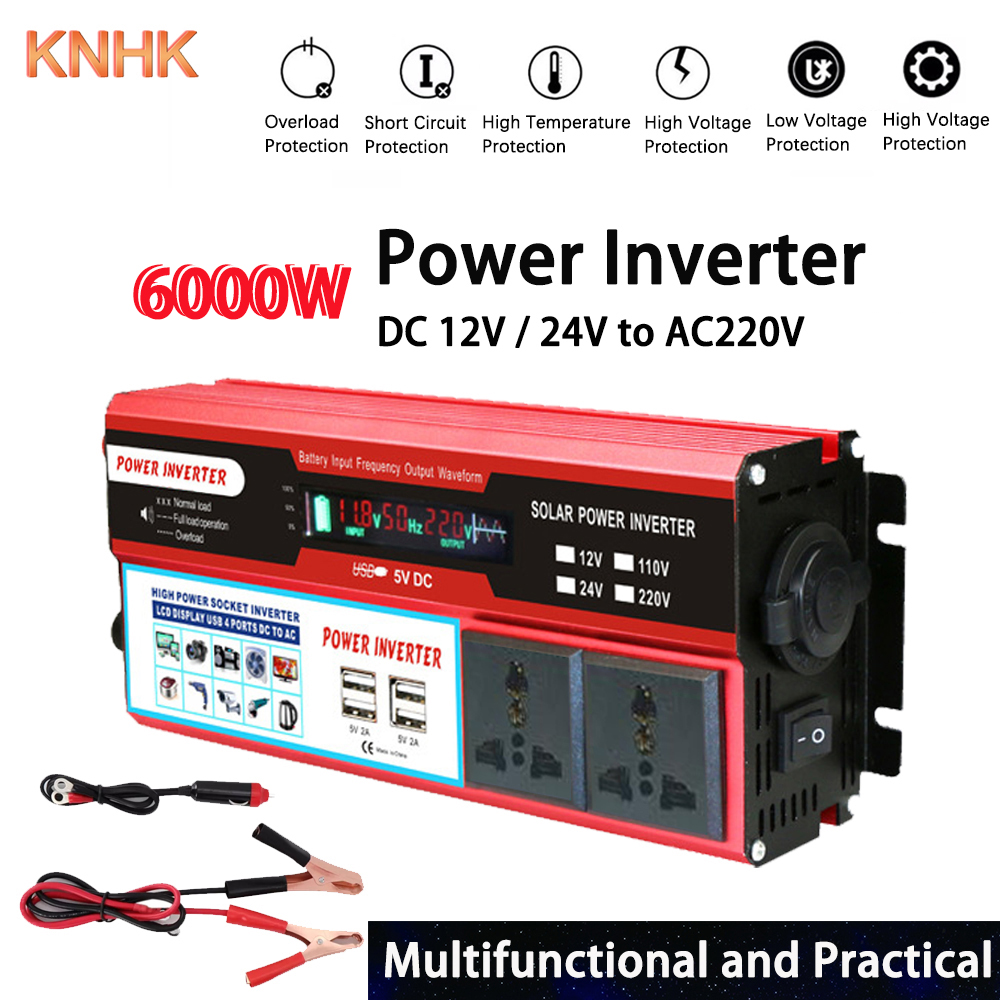 KNHK มัลติฟังก์ชั่นสมาร์ทพาวเวอร์อินเวอร์เตอร์ 6000W Transfor DC12V/24V ...