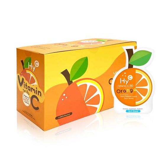 Hy-C Vitamin C 50 m g ไฮ-ซี ไฮซี วิตามินซี ชนิดเม็ดอม รสส้ม สำหรับเด็ก ...