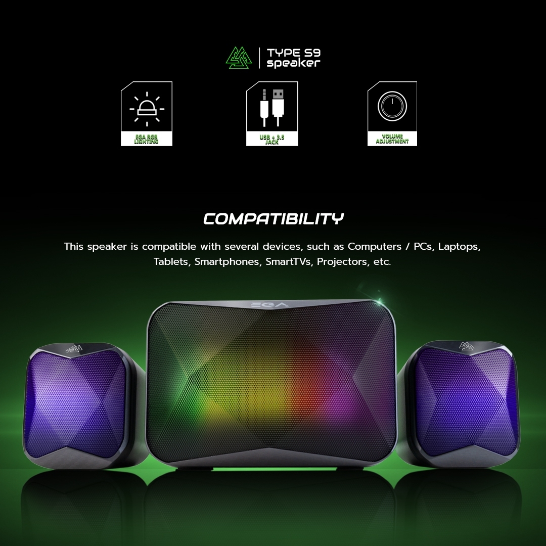 EGA Type-S9 Gaming Speaker RGB Lighting ลำโพงคอม เสียงแน่น เบสดี มีไฟ ...