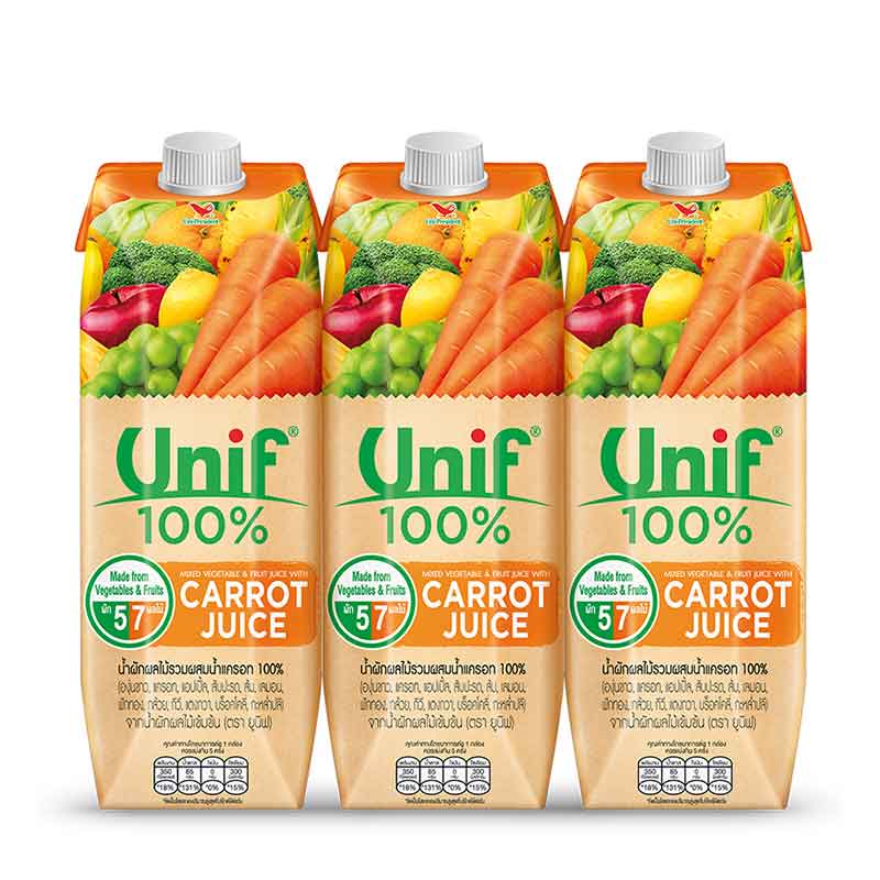 [พร้อมส่ง!!!] ยูนิฟ น้ำแครอทผสมผลไม้ 100% 1000 มล. X 3 กล่องUnif 100% ...
