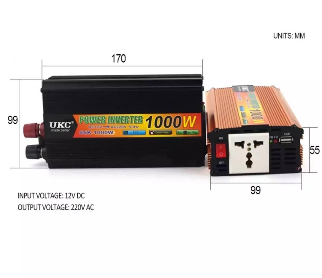 Thaivasion UKC Power Inverter 1000W with Charger 12V DC to 220V AC Output - LTJ shop - ThaiPick