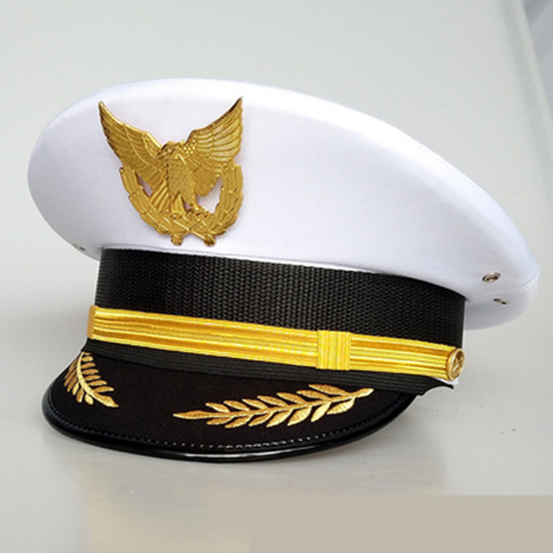 Unisex Flight Airline Captain Uniform Eaves Pilot Hat Civil Aviation ...