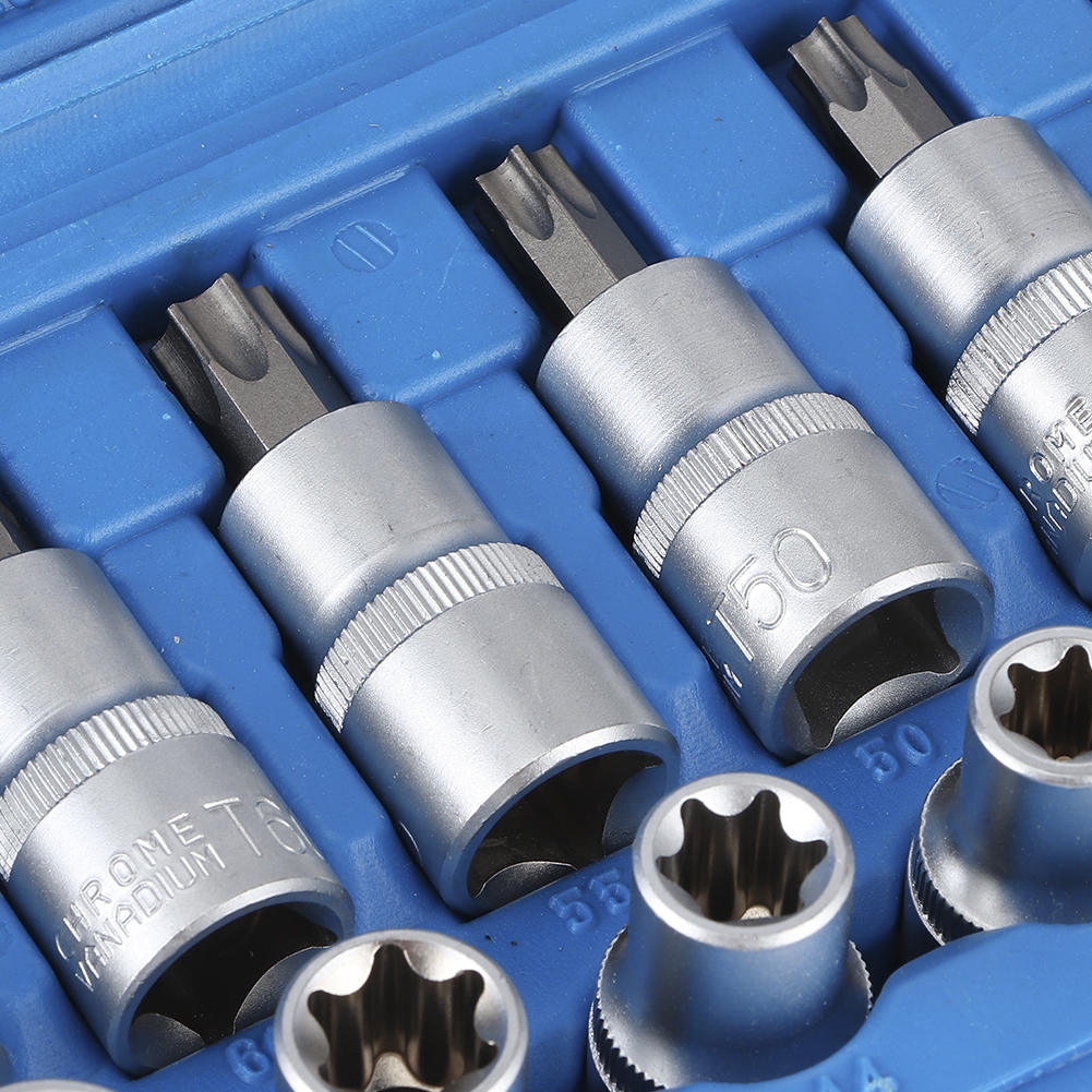 【ราคาต่ำสุด】Hex Socket Set, 23Pcs/set 1/2in Hex Socket Bit E Type Star ...