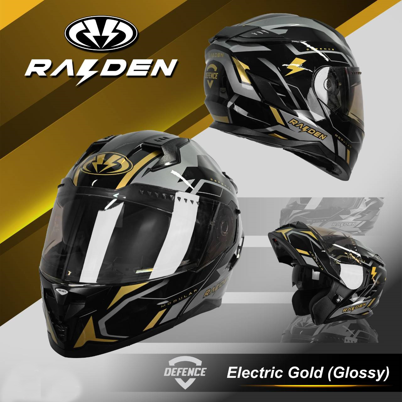 หมวกกันน็อค เปิดคาง /Raiden Flip Up Defence #12 Electric Gold **เลือก ...