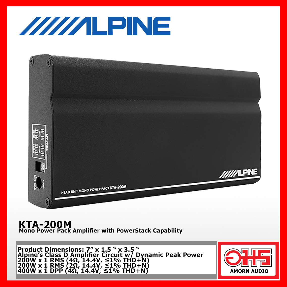 ALPINE KTA-200M Mono Power Pack Amplifier with PowerStack Capability ...