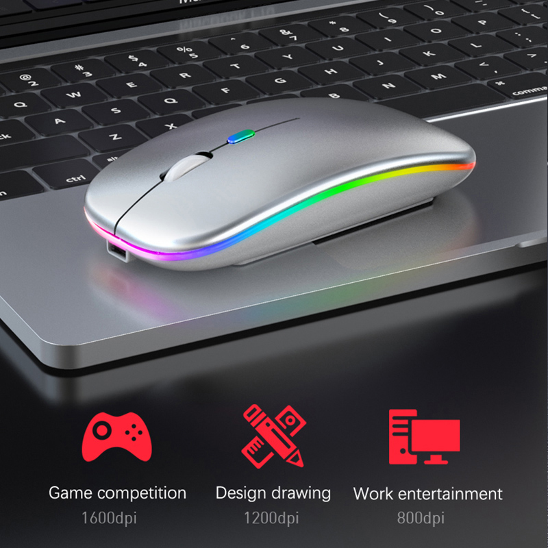 Wireless Mouse RGB Rechargeable Bluetooth Mice Wireless Computer Mause ...